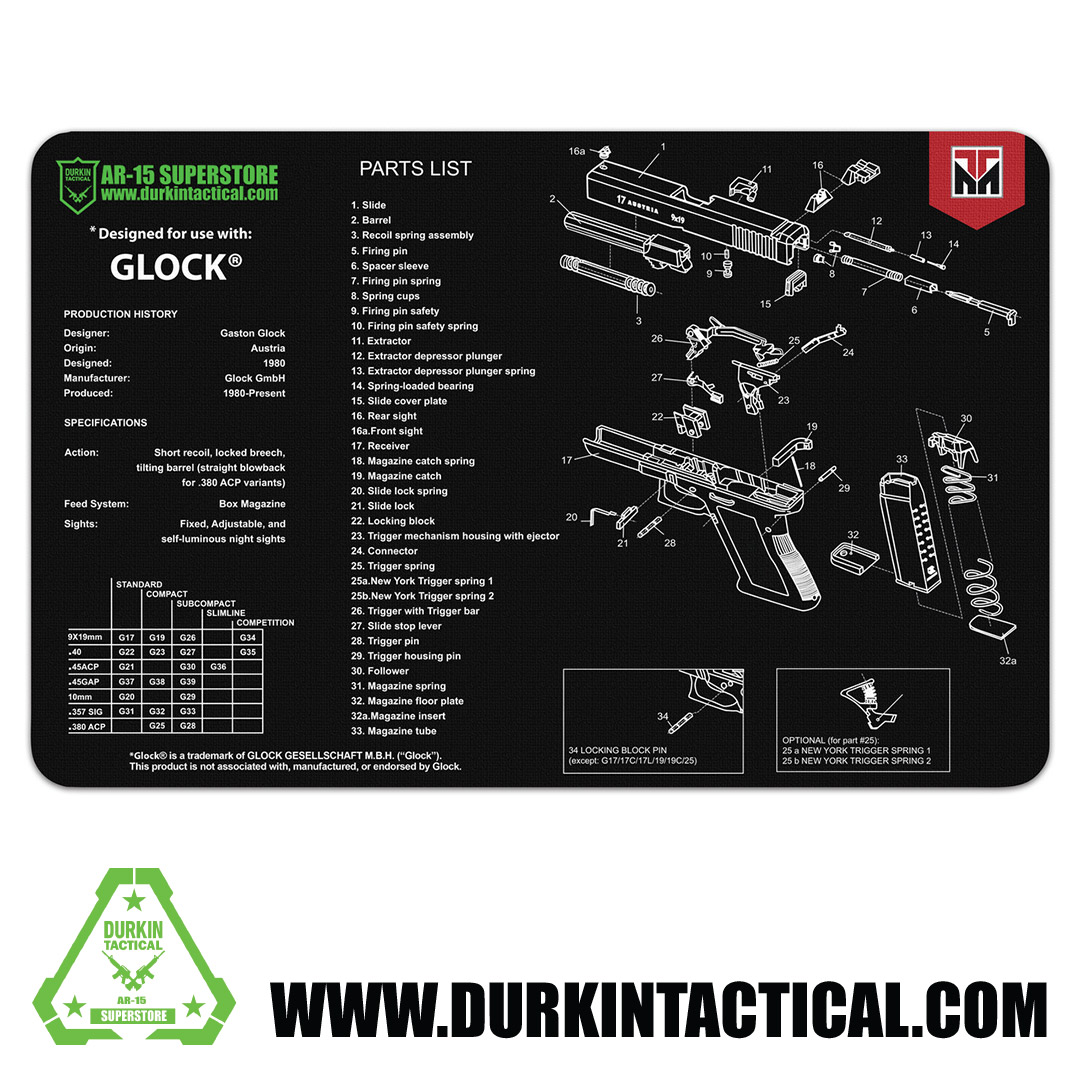 Durkin Tactical Pistol Build Mat- glock - Durkin Tactical