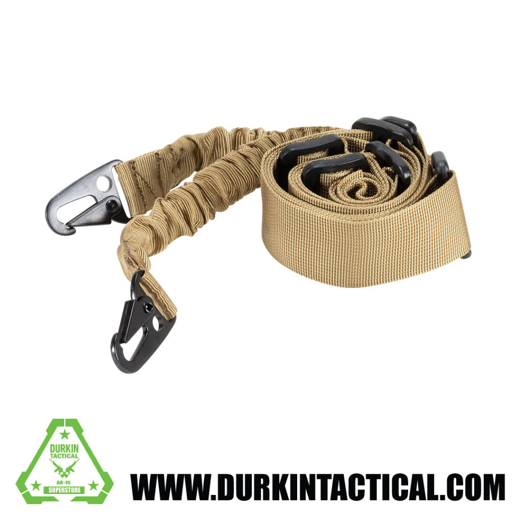 2 Point Adjustable Bungee Sling with Metal Snap HK Hook Adapter - FDE ...
